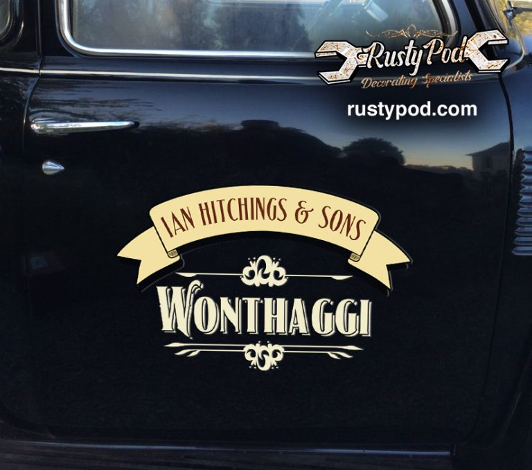 Personalized vintage hot rod lettering sticker 11469 - Rustypod Store