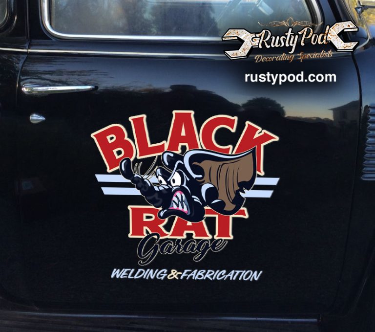 Personalized black rat lettering sticker 11709 - Rustypod Store