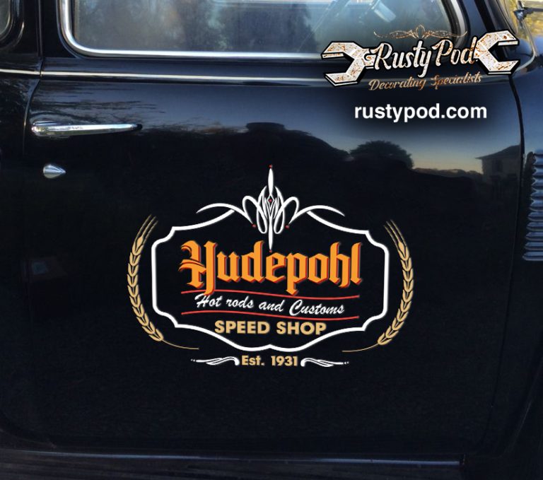personalized hot rod lettering pinstriping sticker 11992 - Rustypod Store