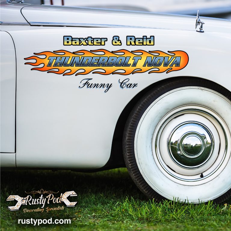 personalized funny car dragster lettering sticker 12099 - Rustypod Store