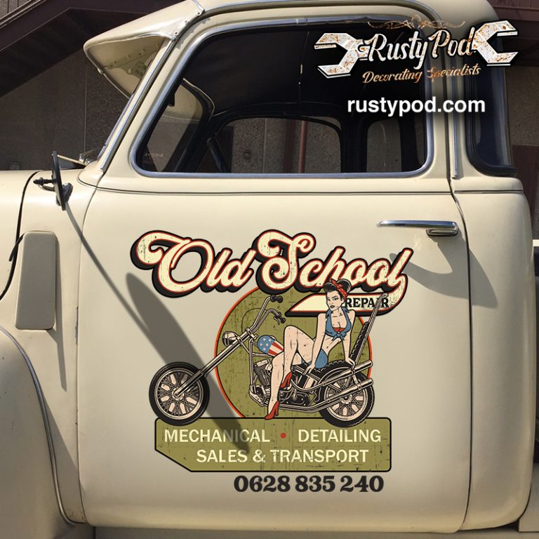 personalized girl and motorcycle lettering sticker 12108 - Rustypod Store