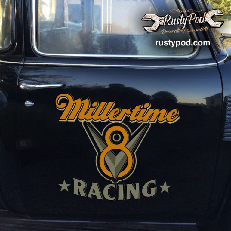 personalized hot rod racing lettering sticker 12110 - Rustypod Store