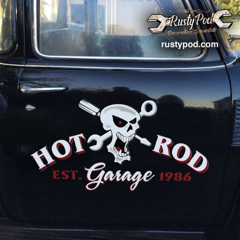 personalized hot rod skull sticker 11938 - Rustypod Store