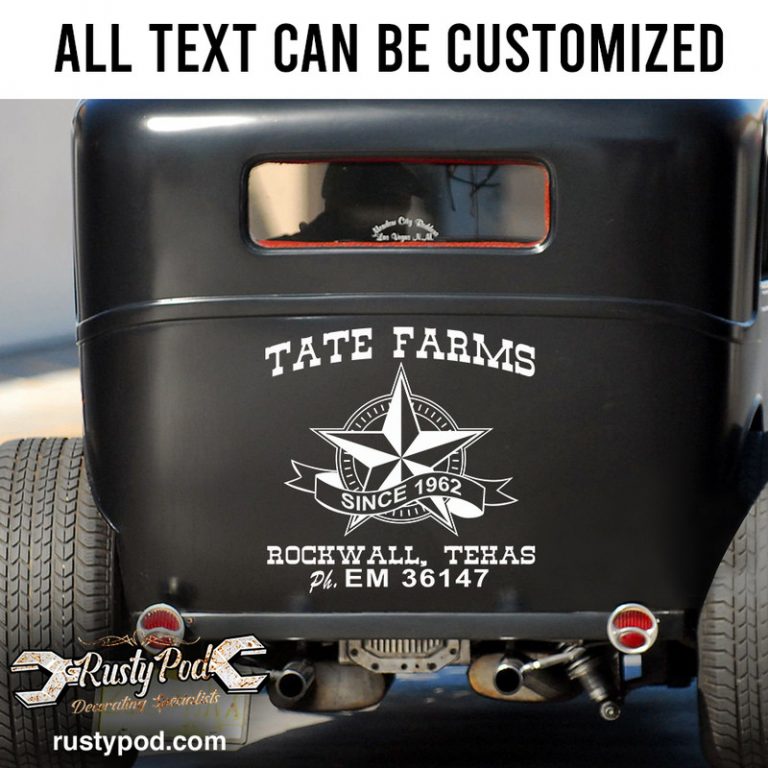 personalized star texas farm lettering sticker 12157 - Rustypod Store