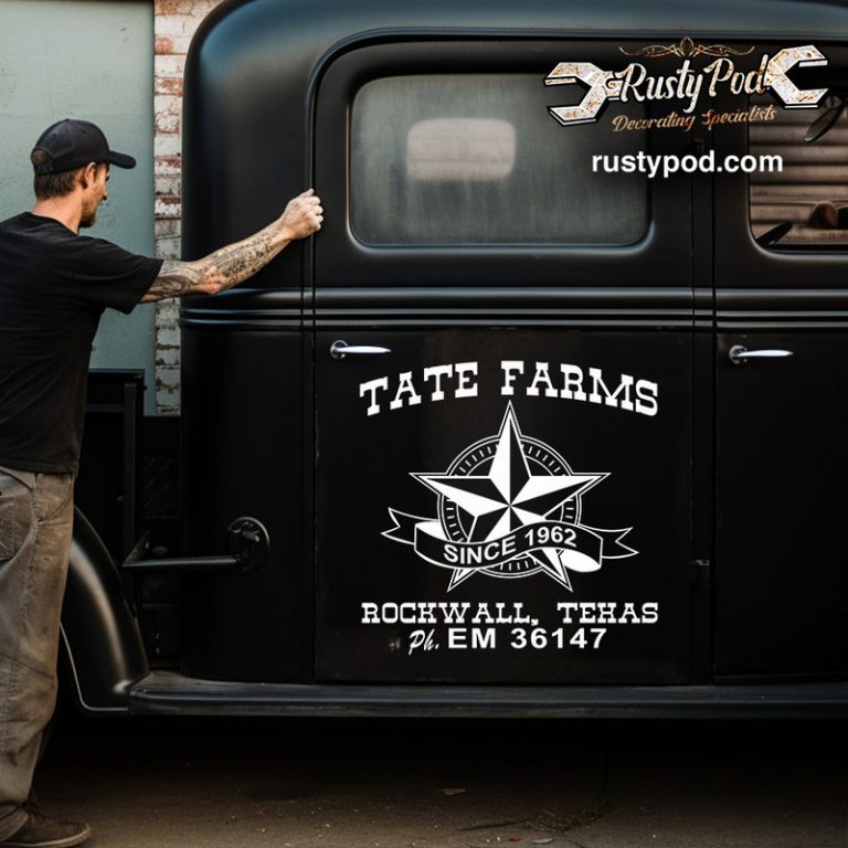 personalized star texas farm lettering sticker 12157 - Rustypod Store