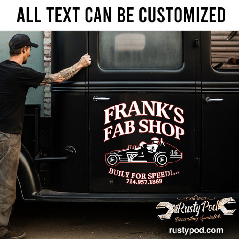 personalized fabrication shop lettering hot rod garage sticker 12181 ...