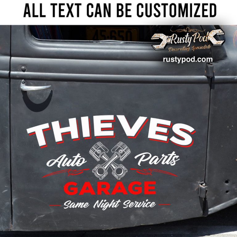personalized pinstriping crossing piston old school garage lettering ...