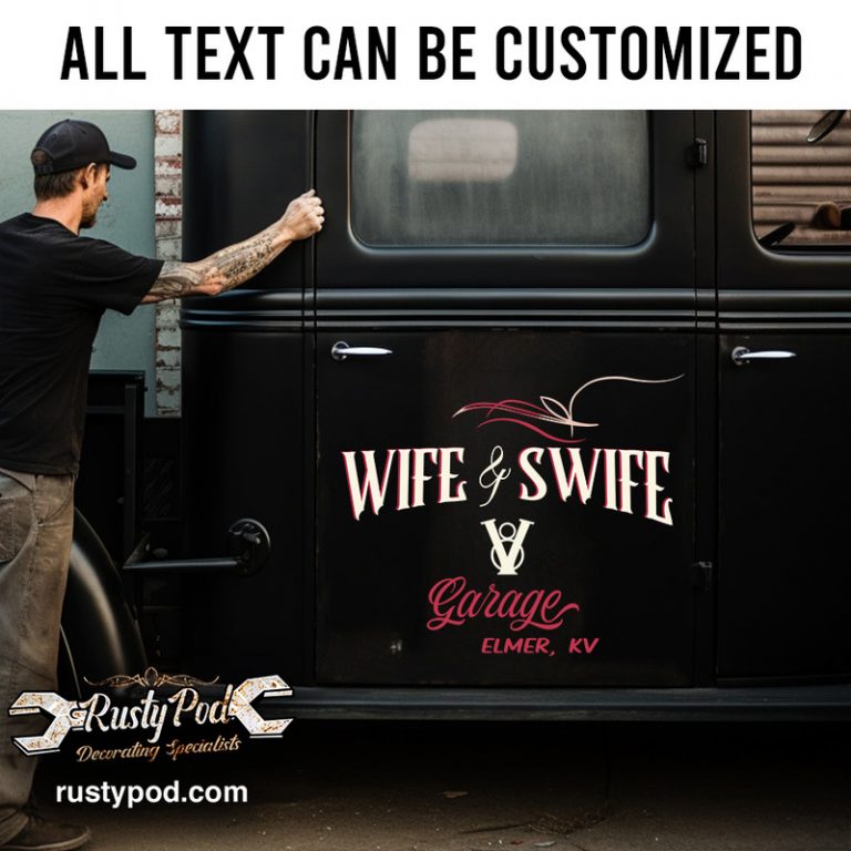 personalized v8 garage hot rod speed shop garage lettering sticker ...
