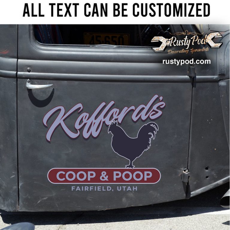 personalized patina chicken farm lettering castle company sign sticker ...