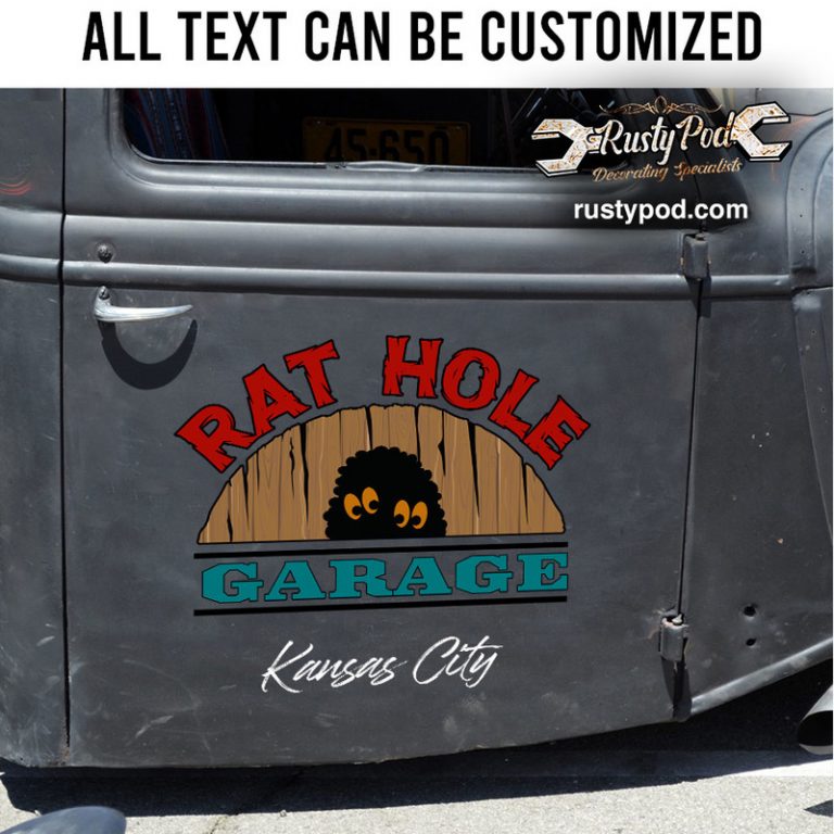 personalized rat hold garage rat rod lettering sticker 12239 - Rustypod ...
