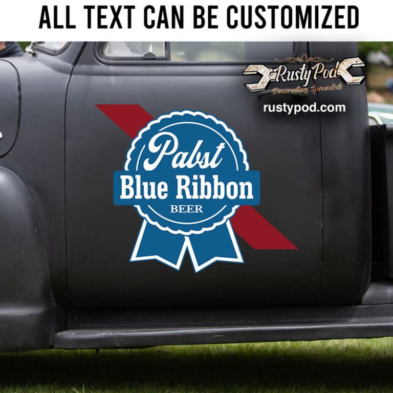 pabst blue ribbon beer car door art lettering sticker 12244 - Rustypod ...