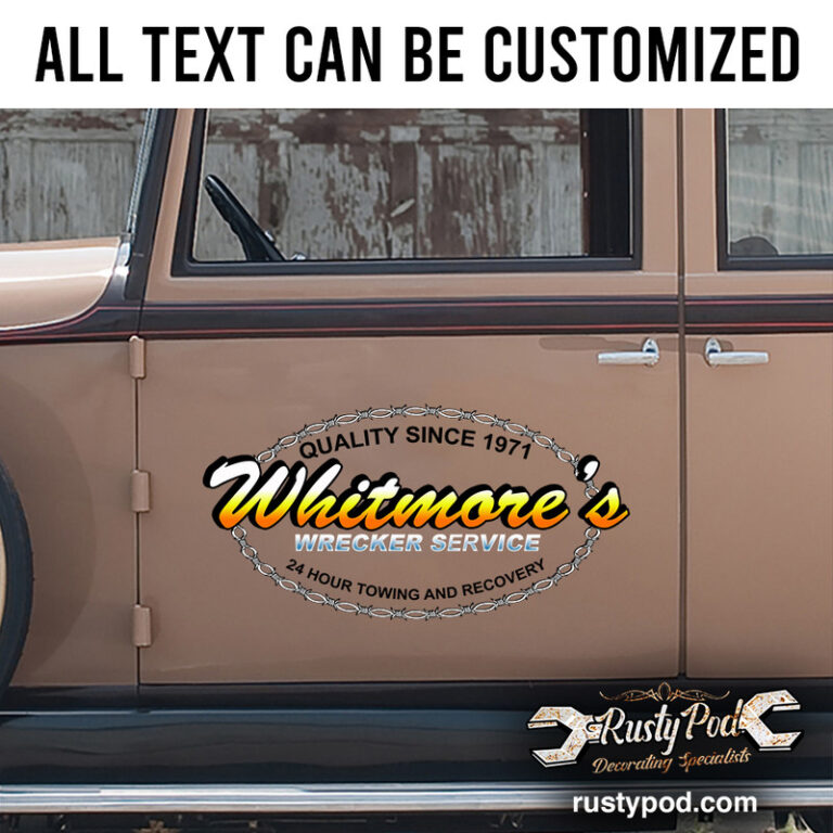 personalized barbed wire lettering wrecker service truck graphics ...