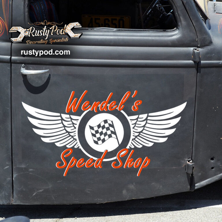personalized racing lettering checker flag and wings speed shop rat rod ...