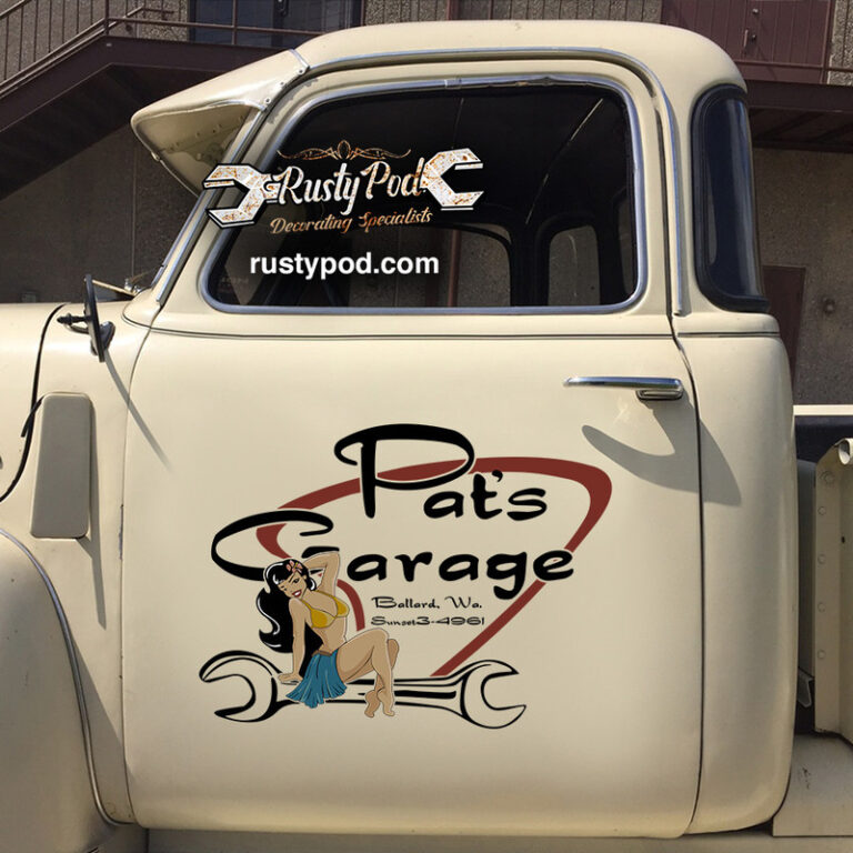 personalized pin up girl sticker and wrench garage lettering ...