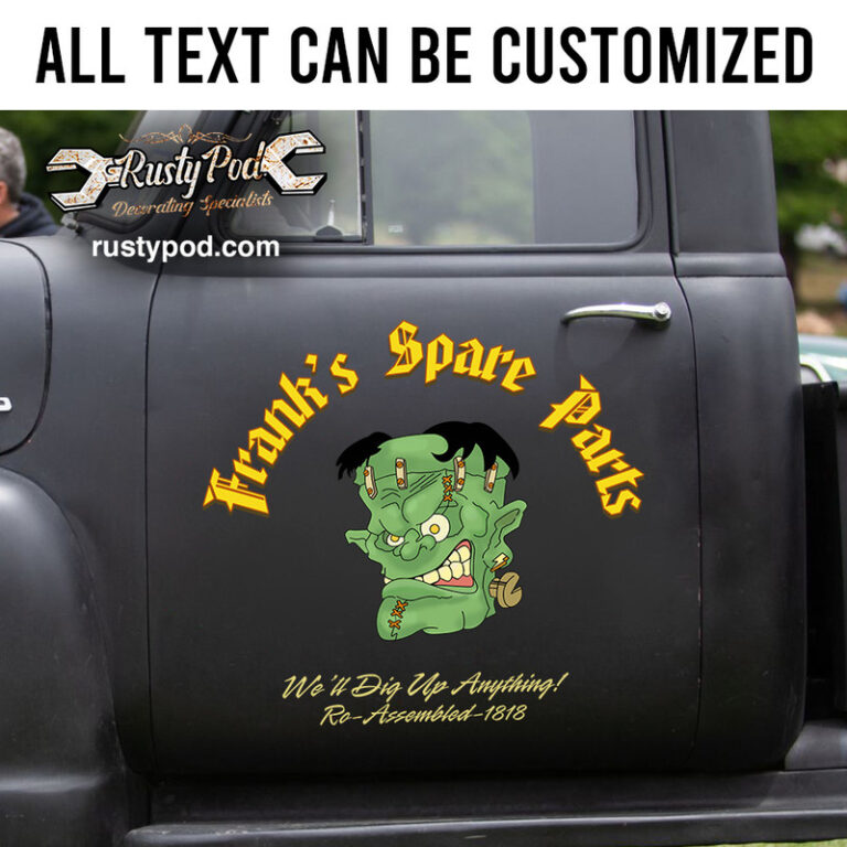 personalized frankenstein lettering old school truck door art rat rod ...