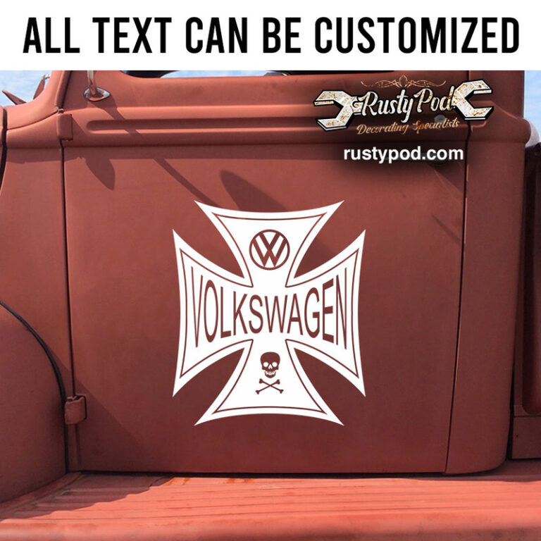personalized volkswagen skull iron cross sticker 12297 - Rustypod Store