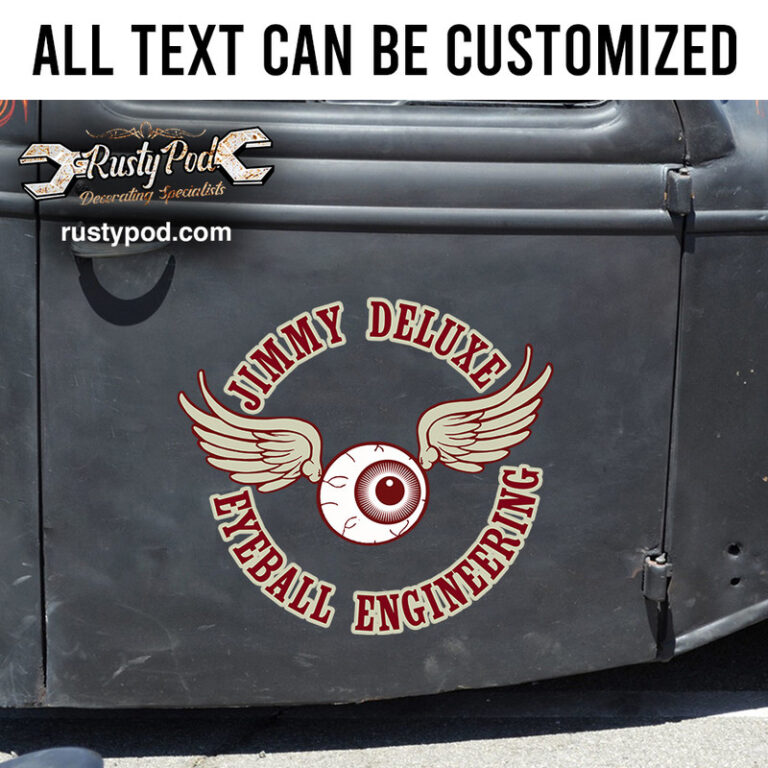 personalized flying eyeball lettering kustom kulture car door sign ...
