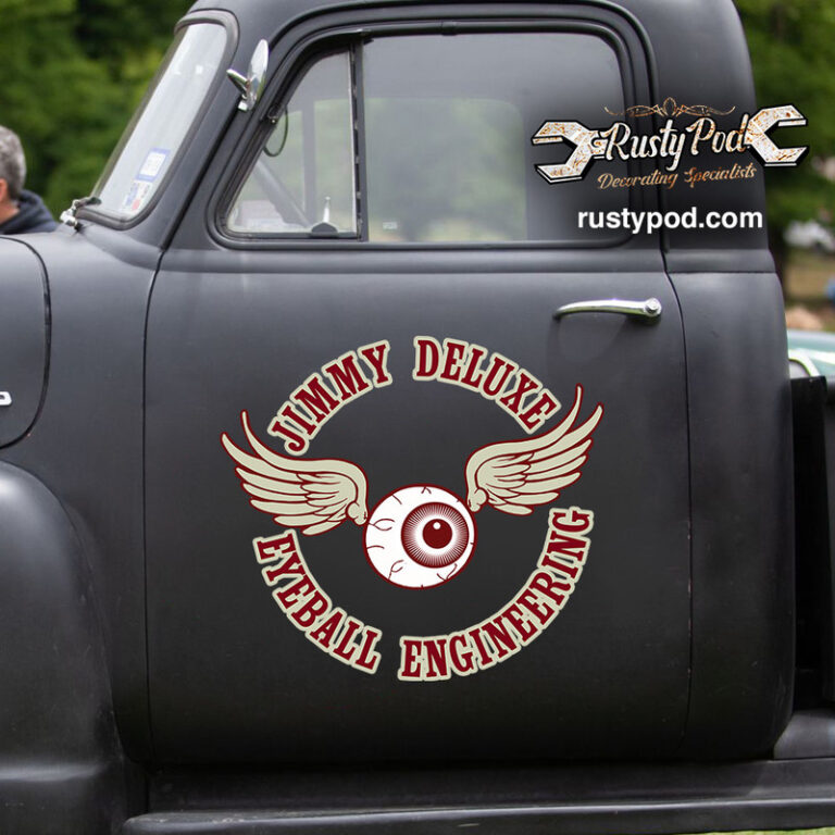 personalized flying eyeball lettering kustom kulture car door sign ...