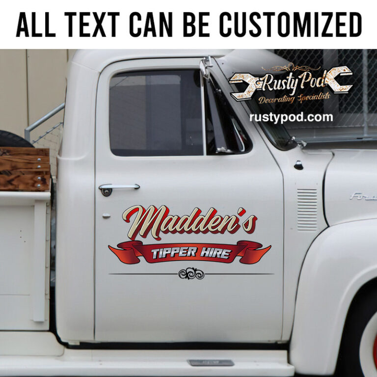 personalized truck graphics towing company sign retro ribbon lettering ...