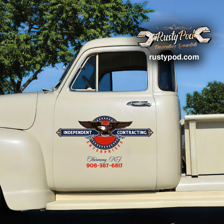 personalized us eagle truck lettering contractor company sign sticker ...