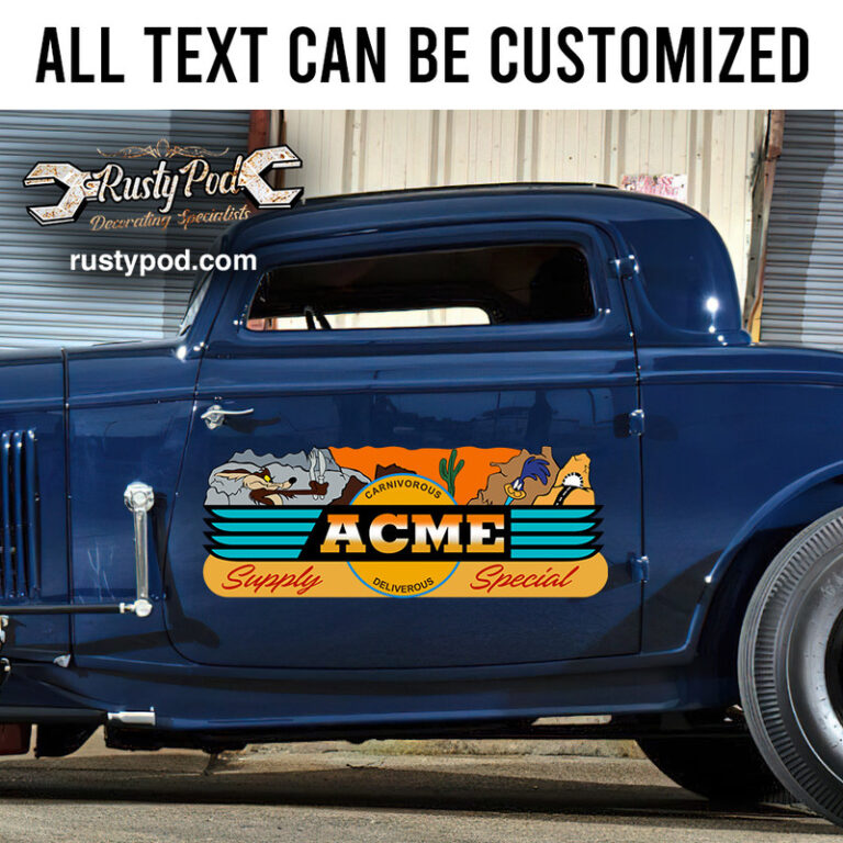 acme supply hot rod door art kustom kulture rat rod decal old school ...
