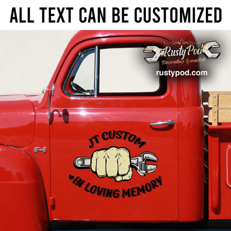 personalized wrench garage lettering hot rod decal rat rod door art ...