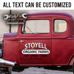 personalized organic farm sign vintage truck lettering sticker 12364 ...