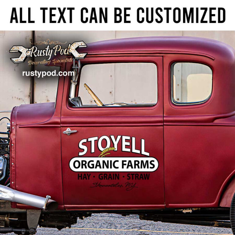personalized organic farm sign vintage truck lettering sticker 12364 ...