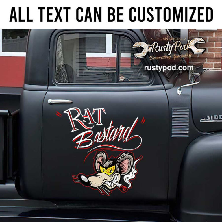 rat fink rat bastard rat rod lettering hot rod life sticker 12368 ...