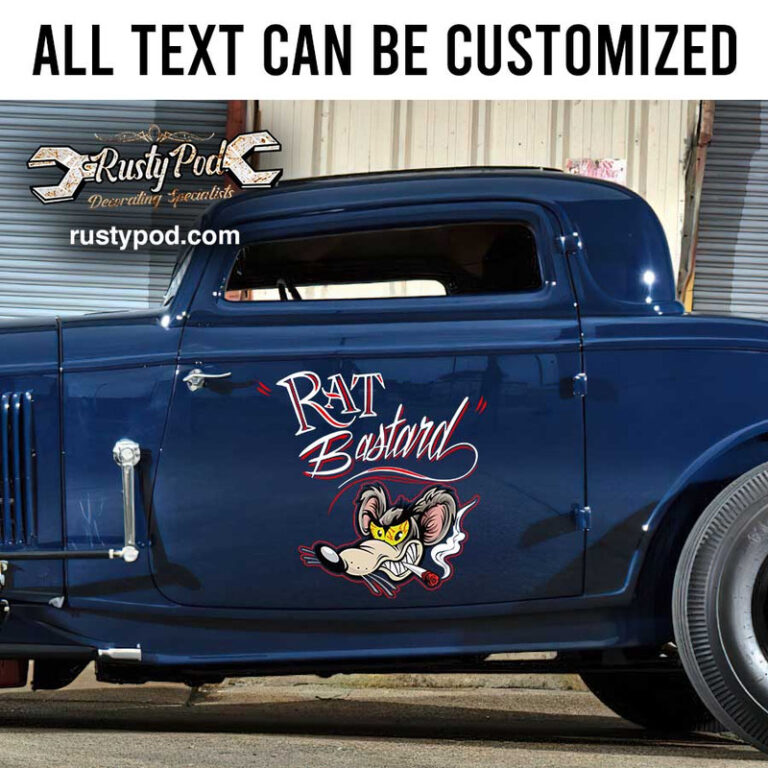 rat fink rat bastard rat rod lettering hot rod life sticker 12368 ...