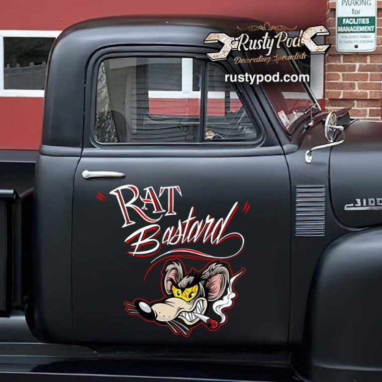 rat fink rat bastard rat rod lettering hot rod life sticker 12368 ...