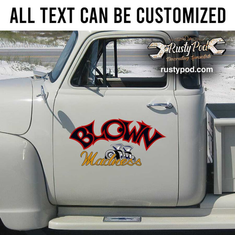 blown madness hemi door art lettering sticker 12378 - Rustypod Store