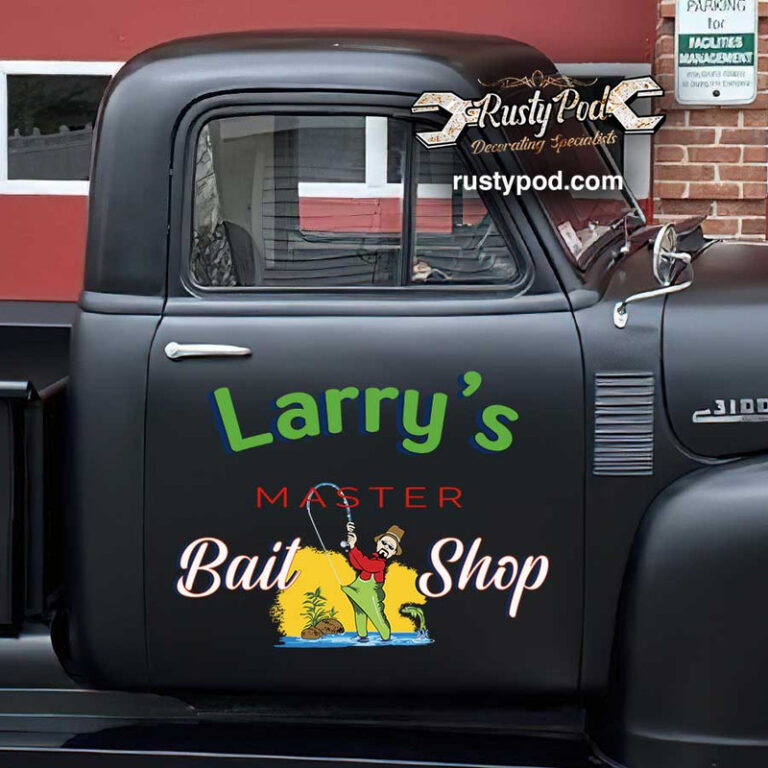 personalized bait shop sign fishing truck lettering vintage truck ...