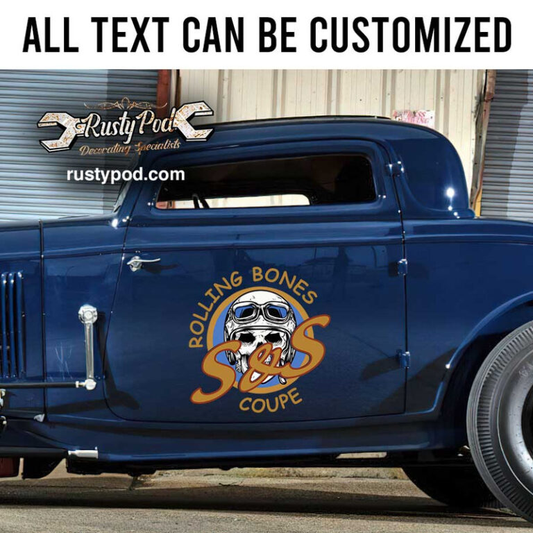 personalized hot rod skull rat rod door art lettering kustom kulture ...
