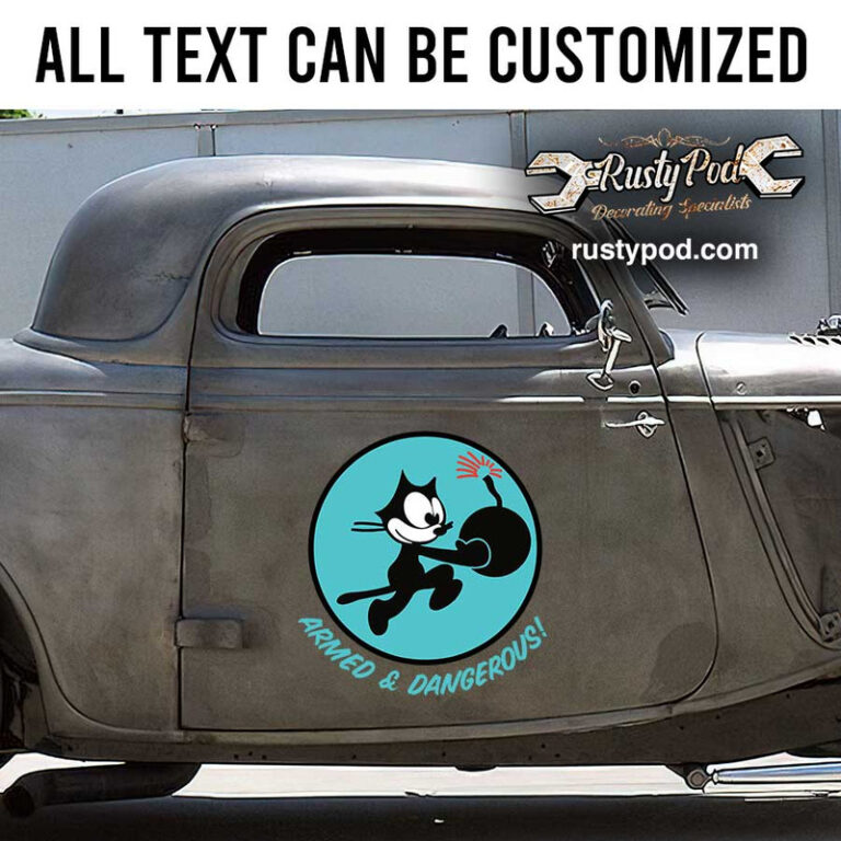 personalized felix hot rod lettering rat rod door art cartoon hot rod ...