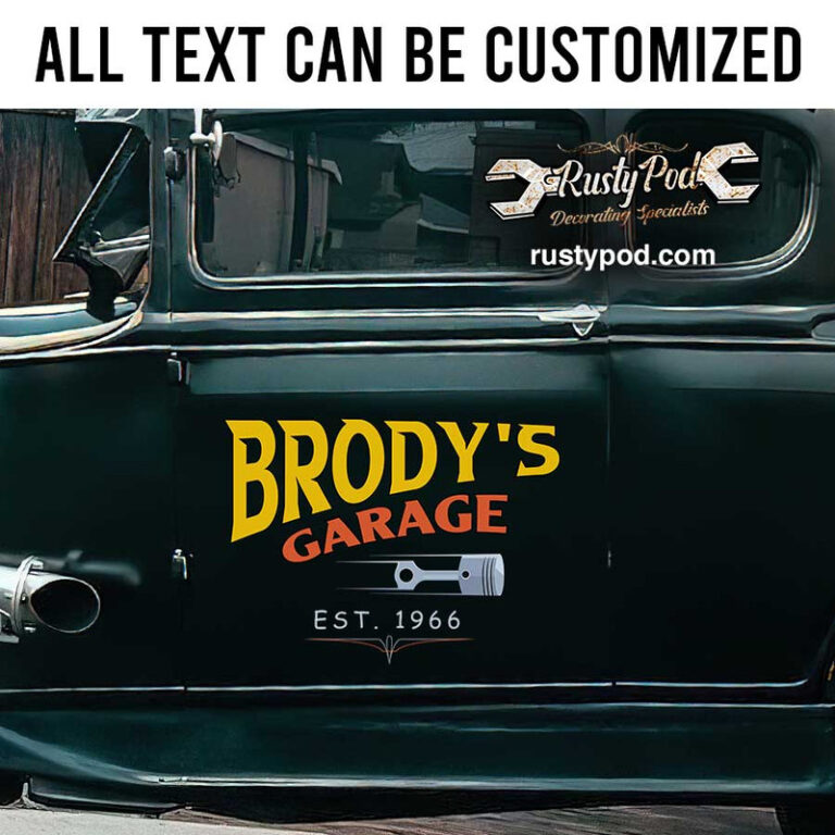 personalized piston garage lettering old school truck door art repair ...