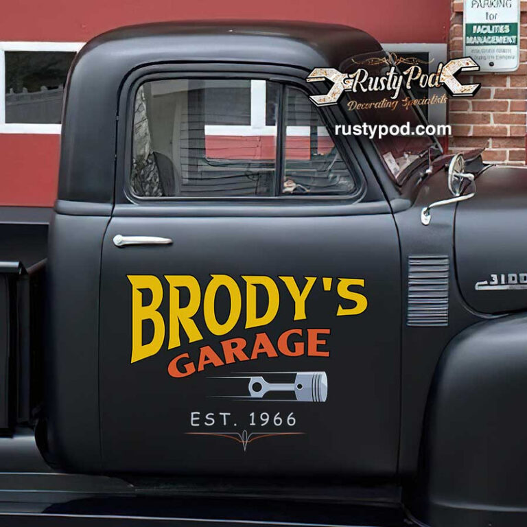personalized piston garage lettering old school truck door art repair ...