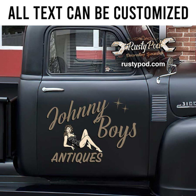 personalized pin up girl hot rod lettering sign rat rod door decal old ...