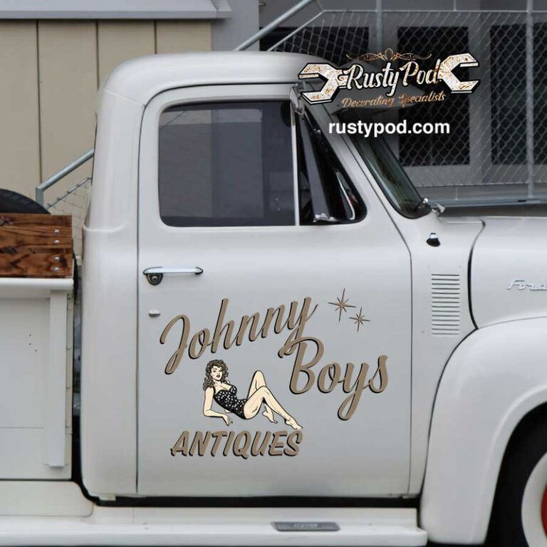 personalized pin up girl hot rod lettering sign rat rod door decal old ...