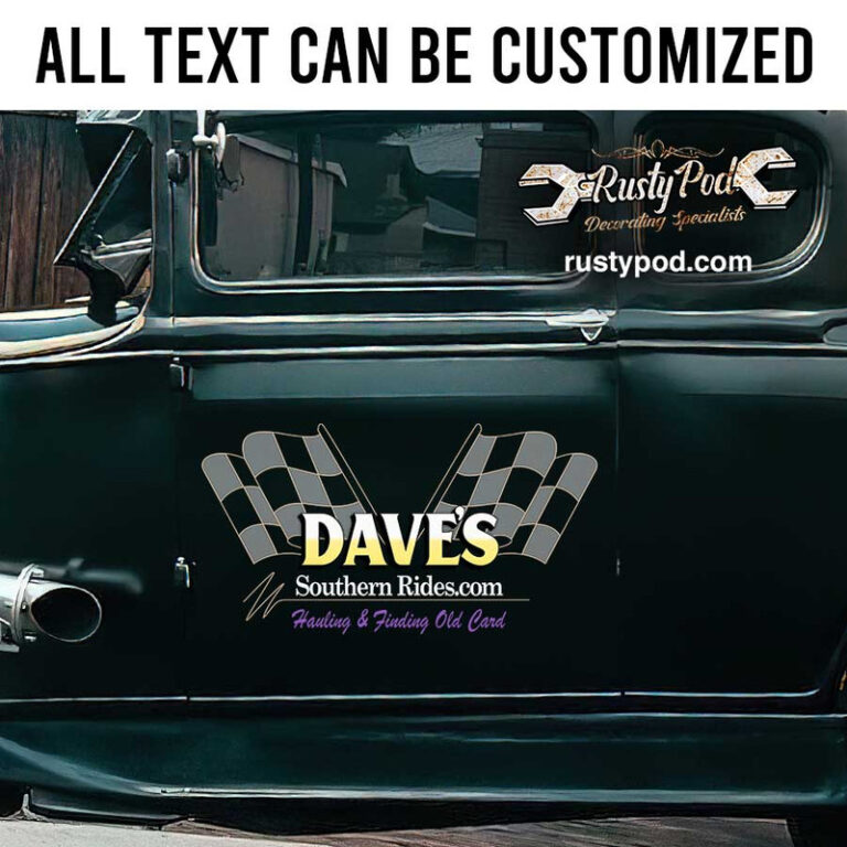 personalized checker flag lettering pickup tailgate decal hot rod ...