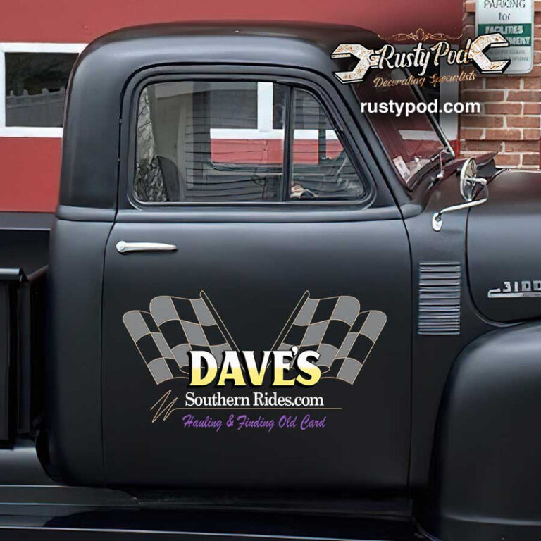 personalized checker flag lettering pickup tailgate decal hot rod ...