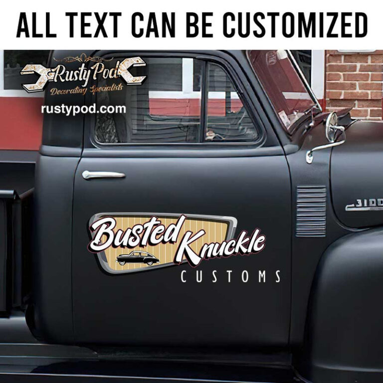 personalized garage sign lettering rat rod door art old school truck ...