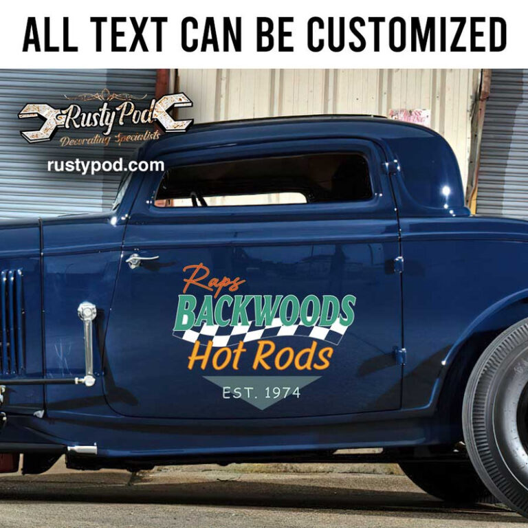personalized checker flag rat rod door art garage lettering hot rods ...
