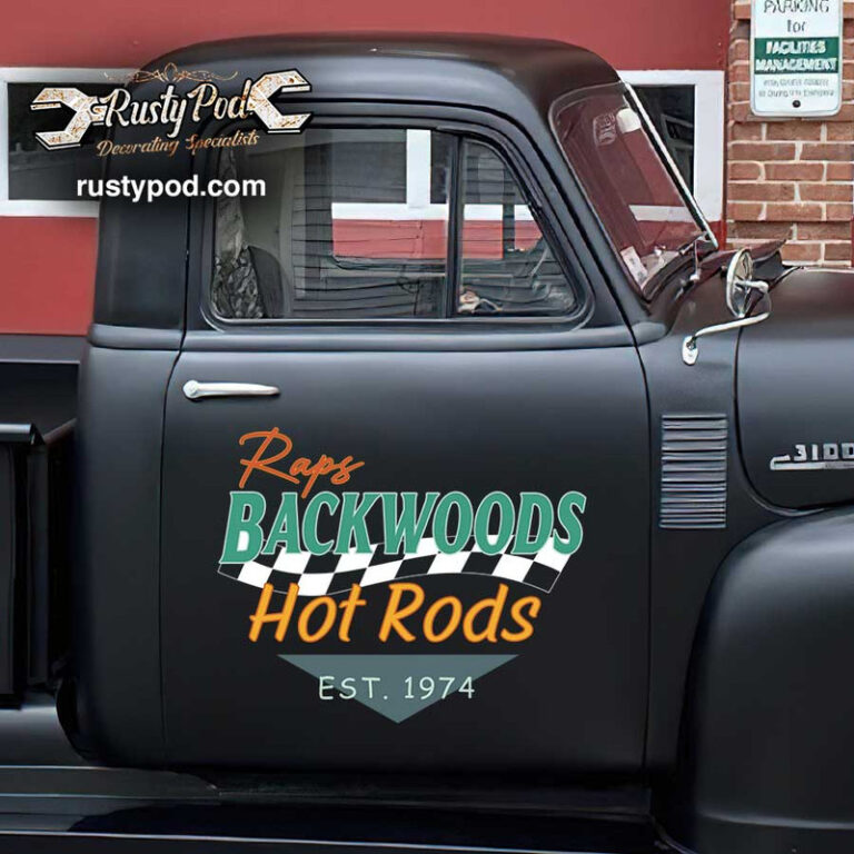 personalized checker flag rat rod door art garage lettering hot rods ...