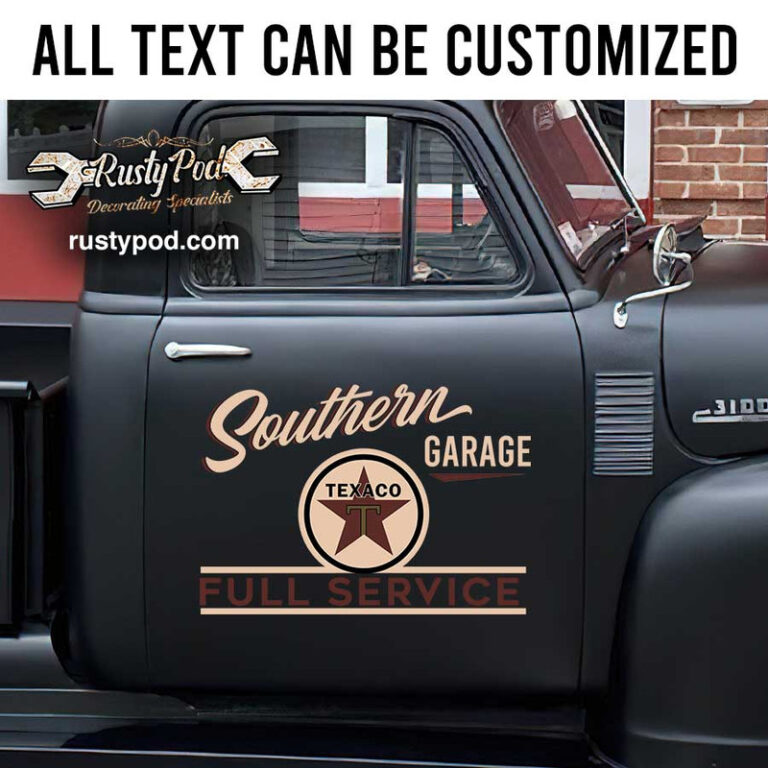 2 pcs personalized hot rod garage | vintage garage vinyl sticker 09974 ...