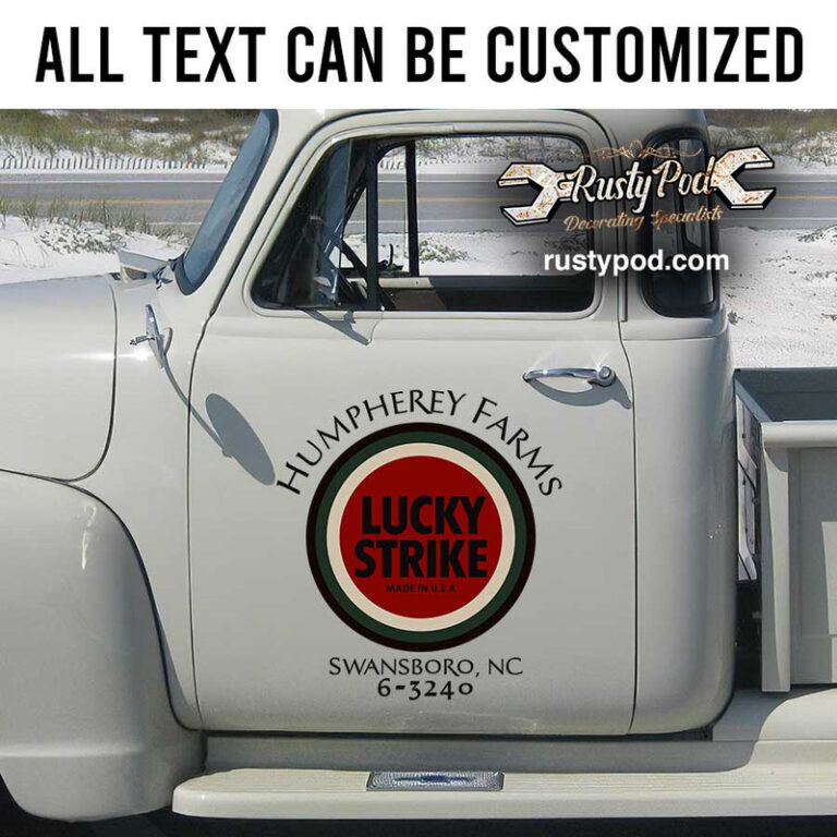 personalized lucky strike farm lettering old school truck door art rat ...