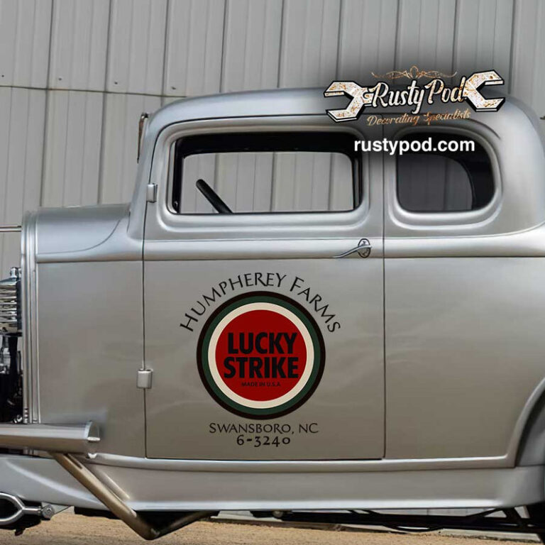 personalized lucky strike farm lettering old school truck door art rat ...
