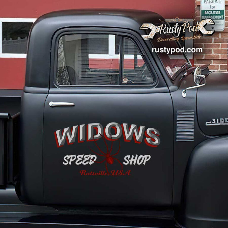 personalized widow speed shop hot rod garage lettering rat rod door art ...