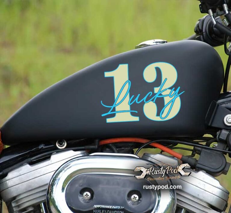 personalized lucky 13 gas tank decal hot rod lettering hand paint ...