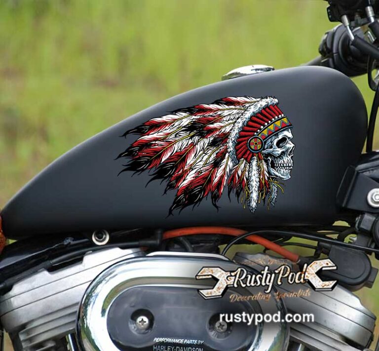 personalized chief skull gas tank art hot rod door sign motorcycle ...